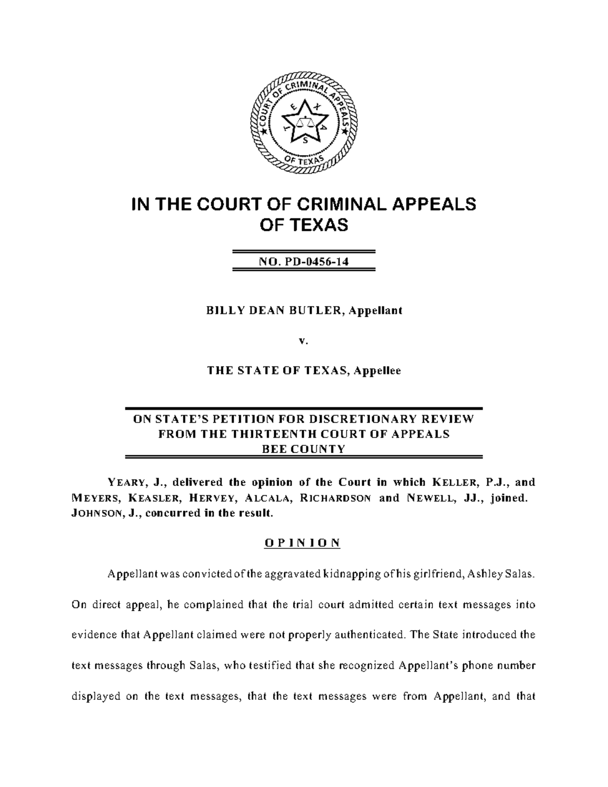Butler v. Texas - Case - IN THE COURT OF CRIMINAL APPEALS OF TEXAS NO ...