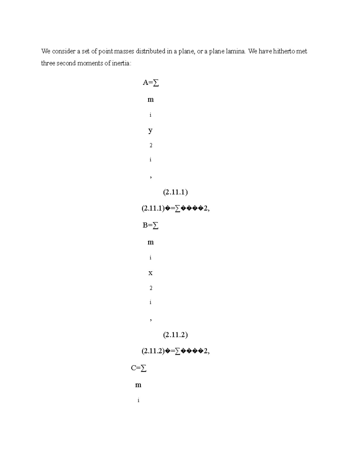 Plane Lamina - These are notes for Phys 101 taught by Tyagi - We ...
