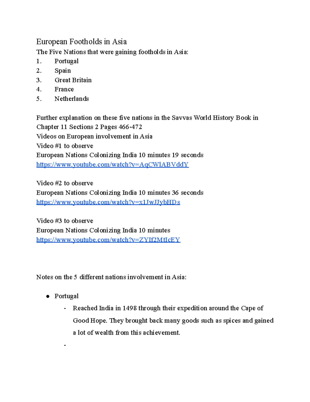 World History Savvas Chapter 11 Section 2 Five European Nations in Asia ...