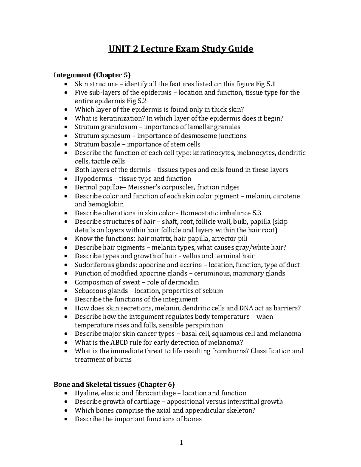 AP1 Unit 2 Study topics - 1 UNIT 2 Lecture Exam Study Guide ...