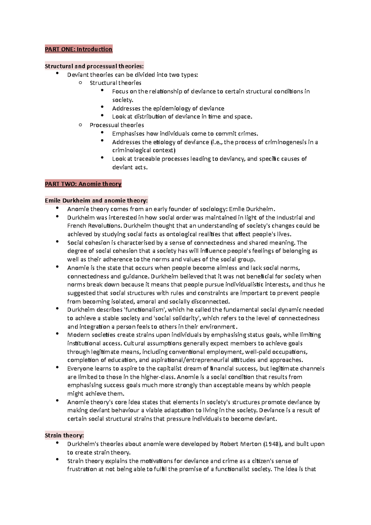 Lecture 1 sociology - Sociological theories of crime - PART ONE ...