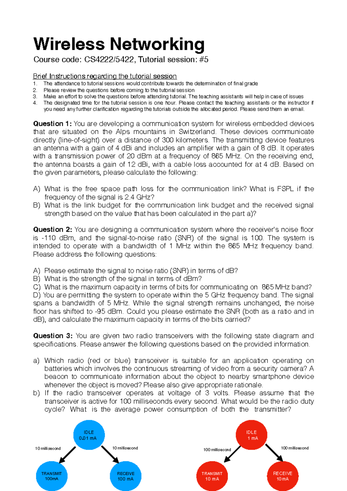 Tutorial 5 - Wireless Networking Course code: CS4222/5422, Tutorial ...