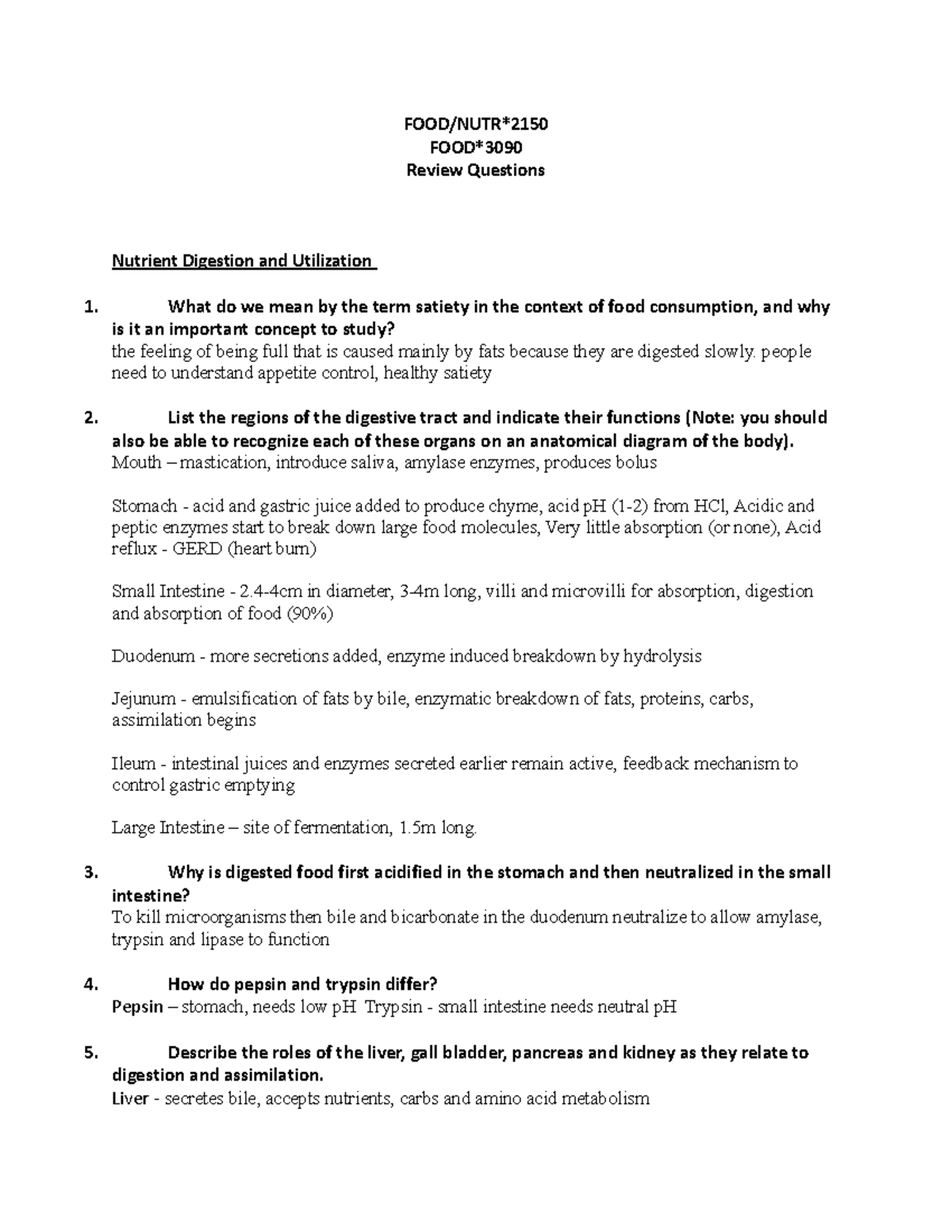 Food 3090 Study Guide F21 - FOOD/NUTR* FOOD* Review Questions Nutrient ...