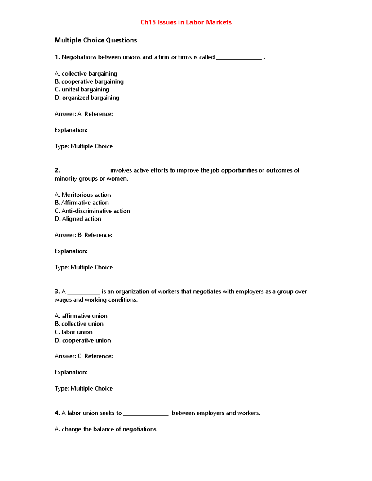 Ch15 Issues in Labor Markets - Ch15 Issues in Labor Markets Multiple ...