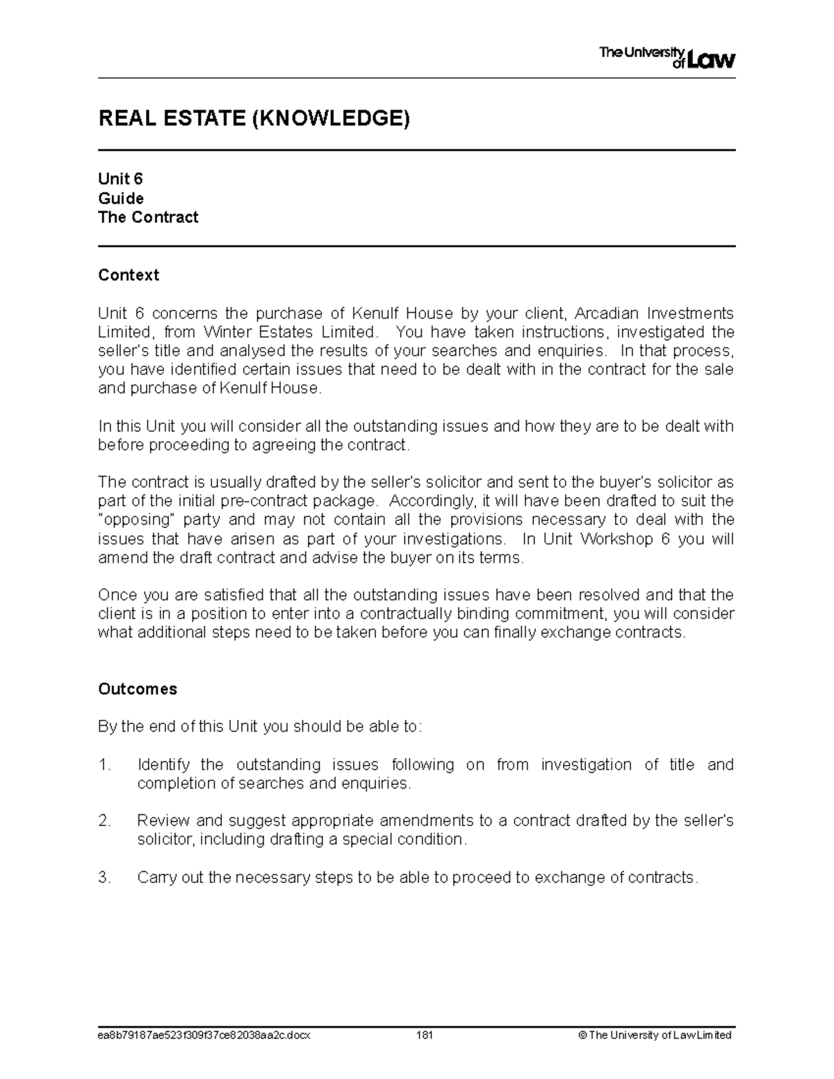 2324 re ws06 ce01 guide - notes - REAL ESTATE (KNOWLEDGE) Unit 6 Guide ...