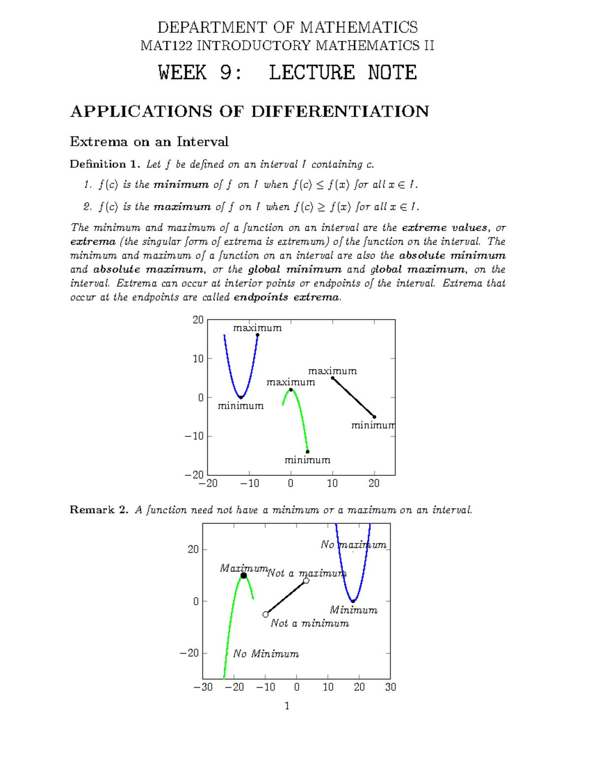 MAT122 Week 9(2023-2024 Sem 2) - DEPARTMENT OF MATHEMATICS MAT122 ...