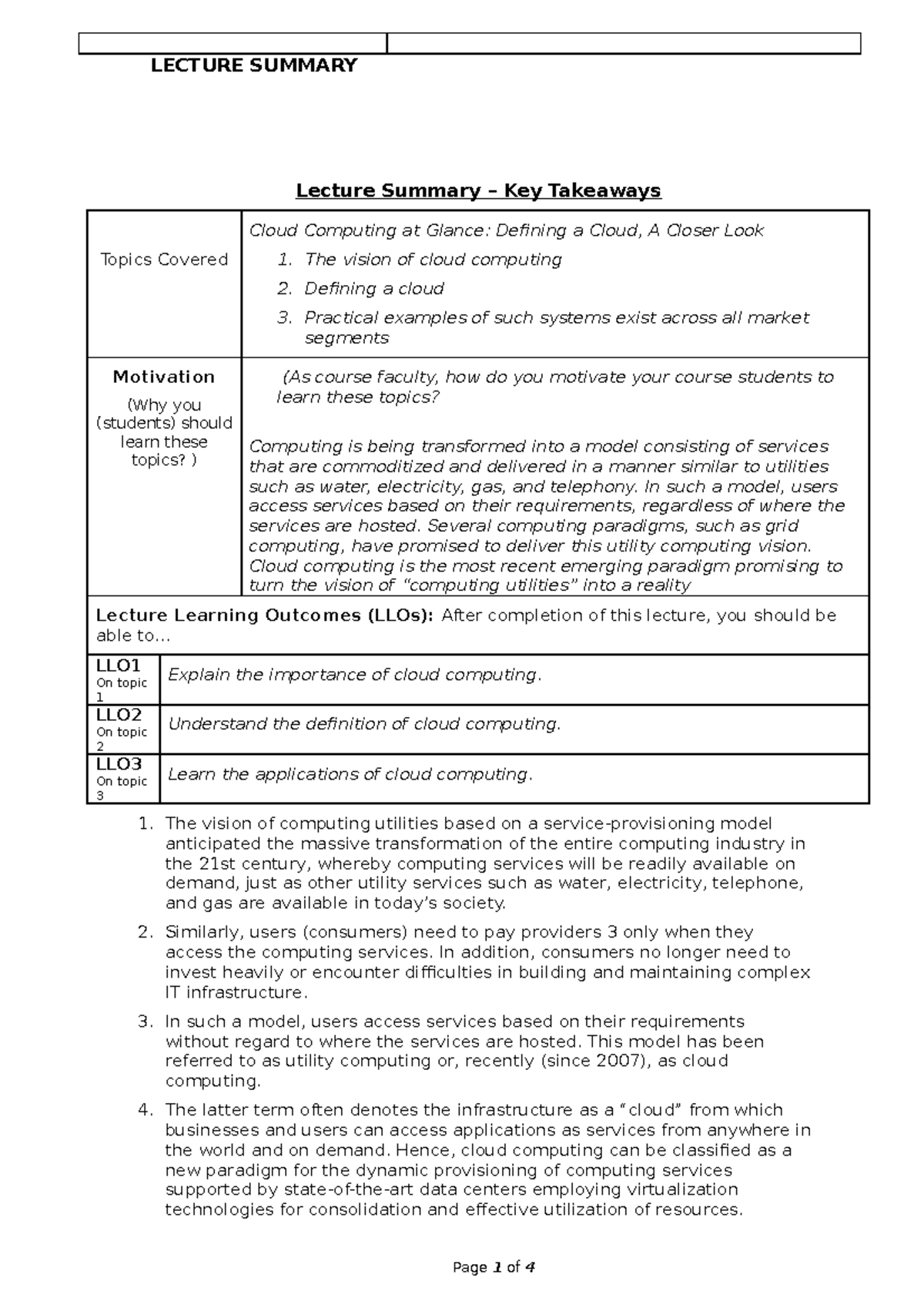 CC3 - Introduction to Cloud computing - Lecture Summary – Key Takeaways ...