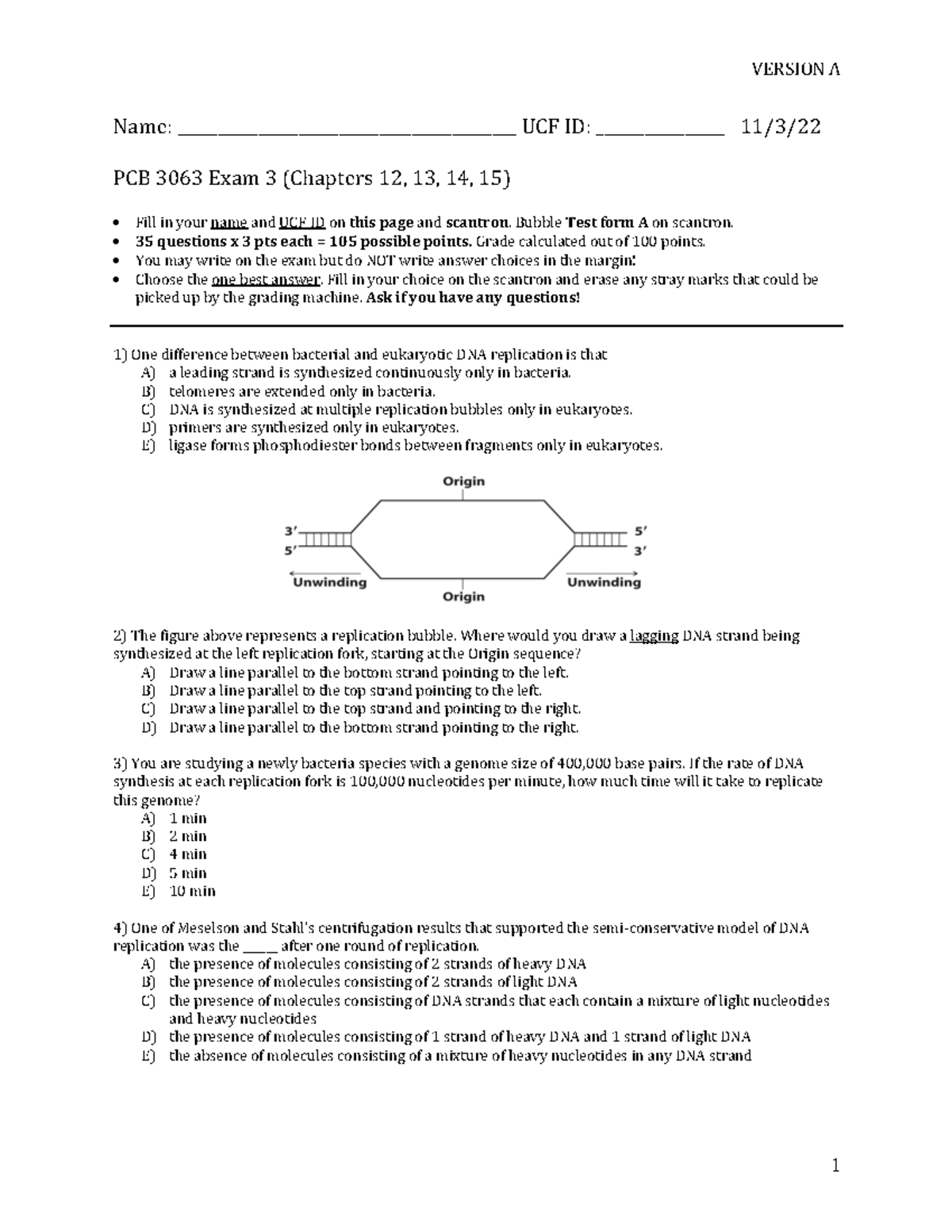 2022 Gen Exam 3A - 2022 Gen Exam 3A - Name ...