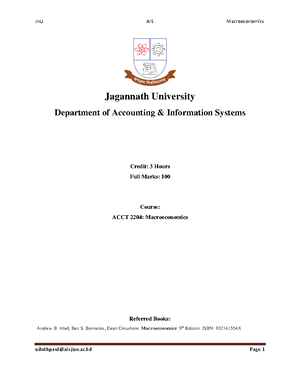 Macroeconomics report grp 4 - JAGANNATH UNIVERSITY Department of ...