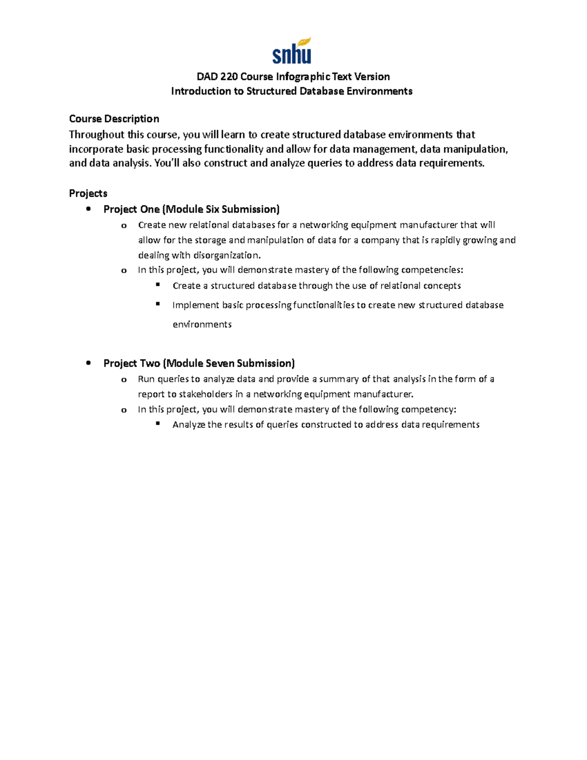 DAD 220 Course Infographic Text Version - DAD 220 Course Infographic ...