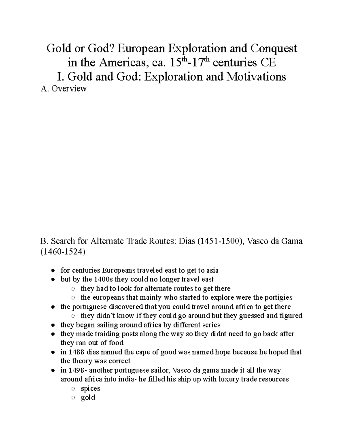 106Sp23-3-Exploration Conquest Outline - Gold or God? European ...