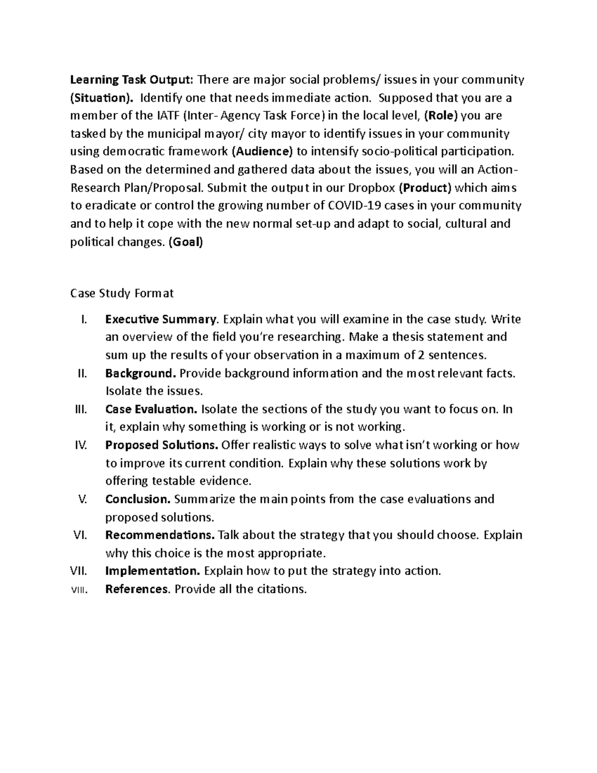 CASE Study Instruction - PPG LTO - Learning Task Output: There are ...