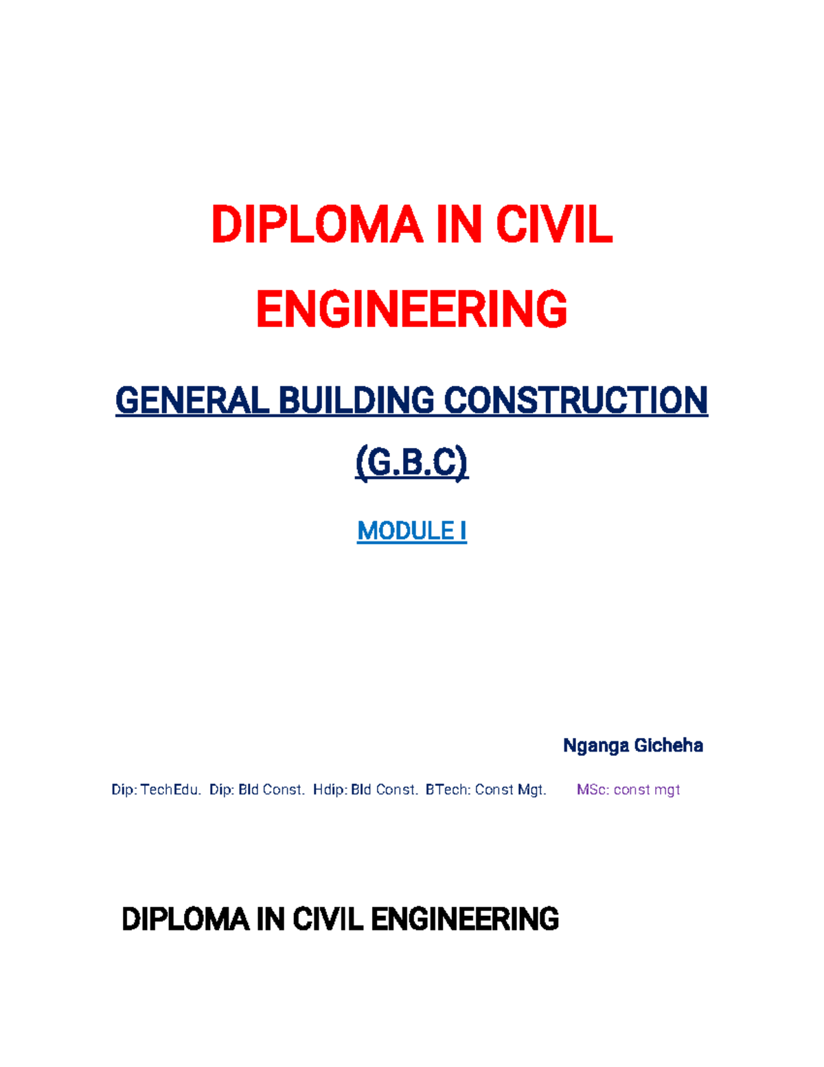 GBC Module 1 - Gjghitddrubnbvvj - DIPLOMAINCIVIL ENGINEERING ...