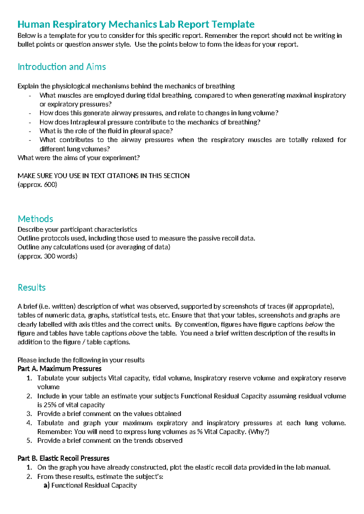 Medsci 205 Resp Lab 4 - Human Respiratory Mechanics Lab Report Template ...