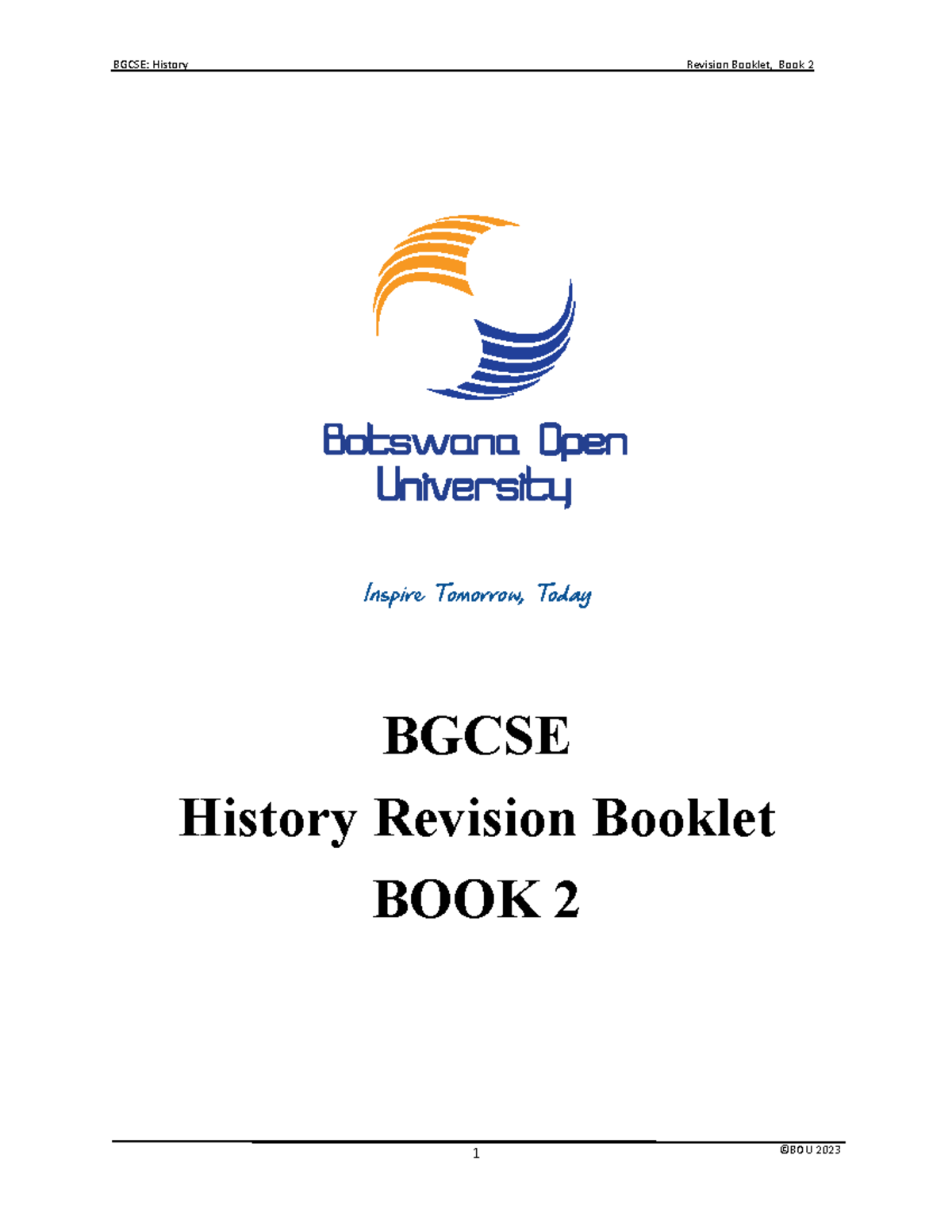 Bgcse History Booklet Book 2 2023 - Inspire Tomorrow, Today BGCSE ...