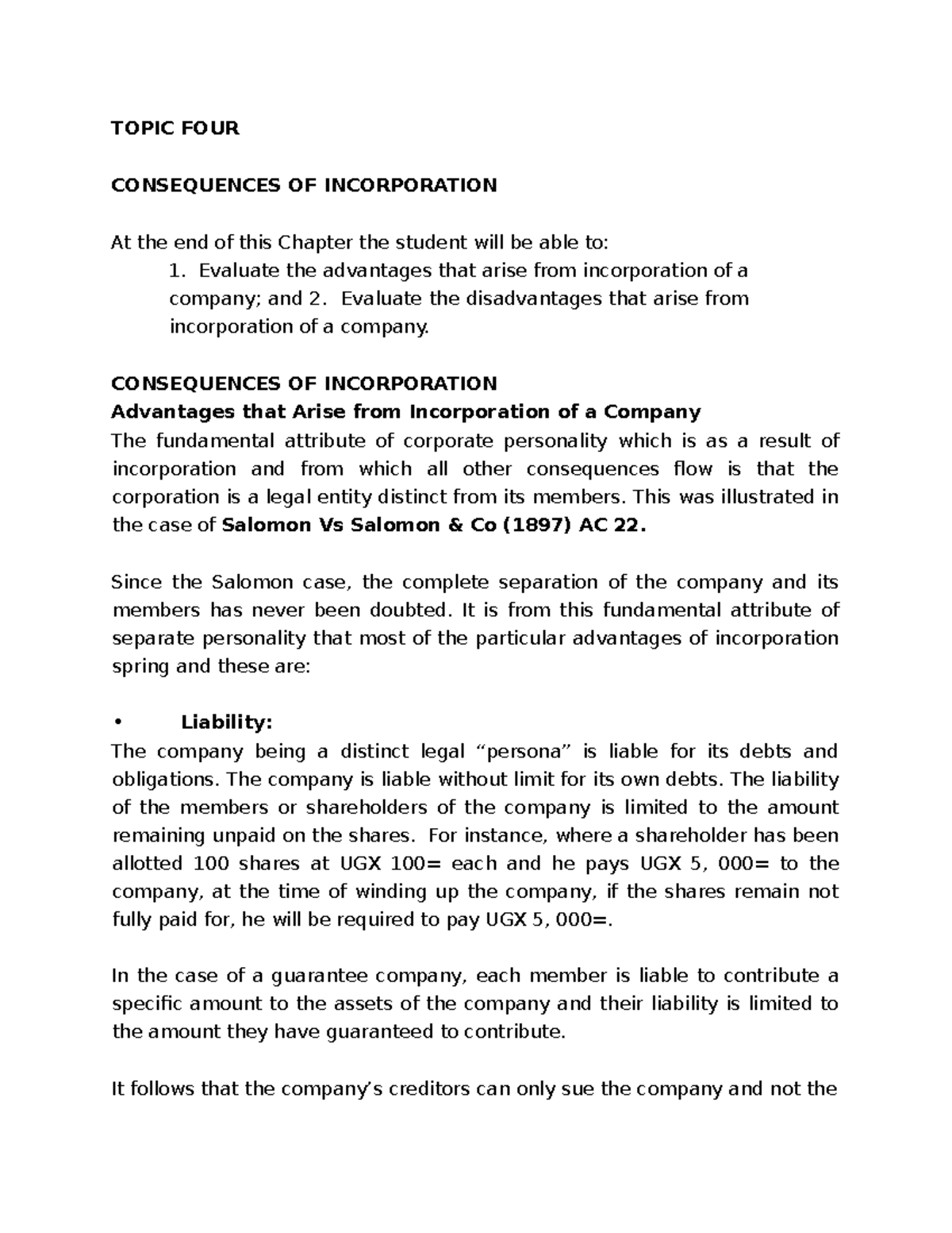 Topic FOUR - Guiding notes to help the students comprehend the ...