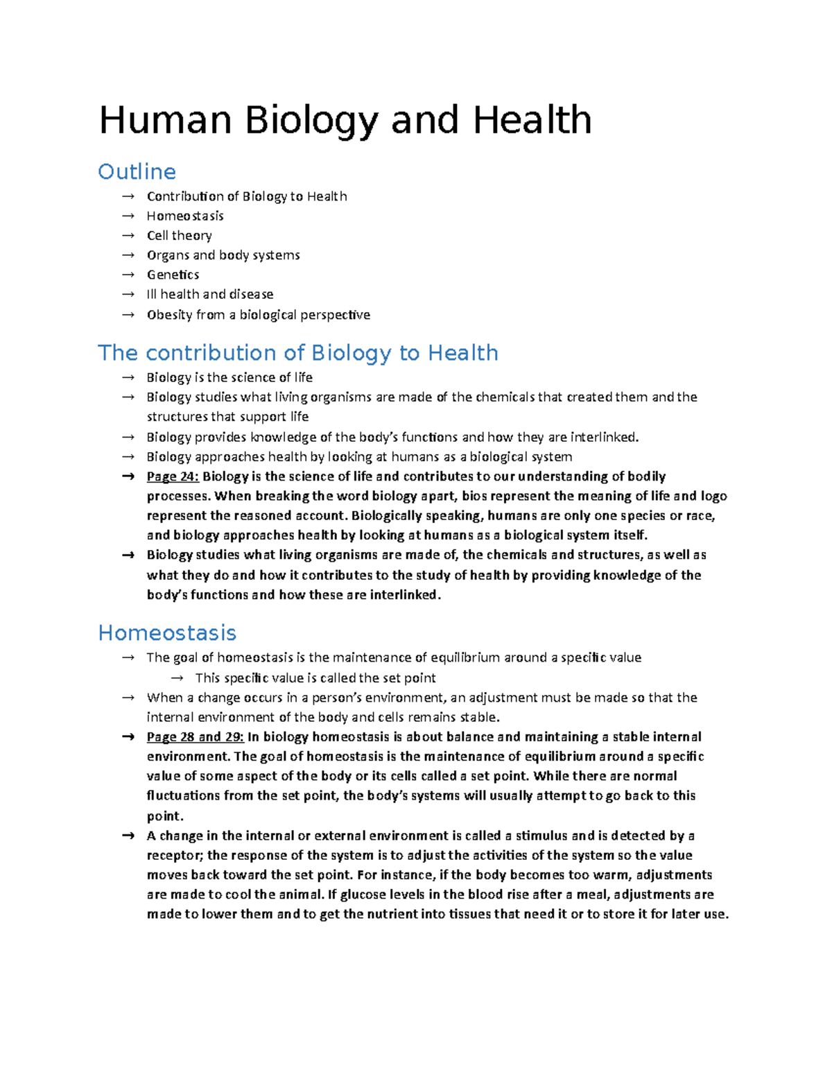Human Biology and Health - Human Biology and Health Outline ...