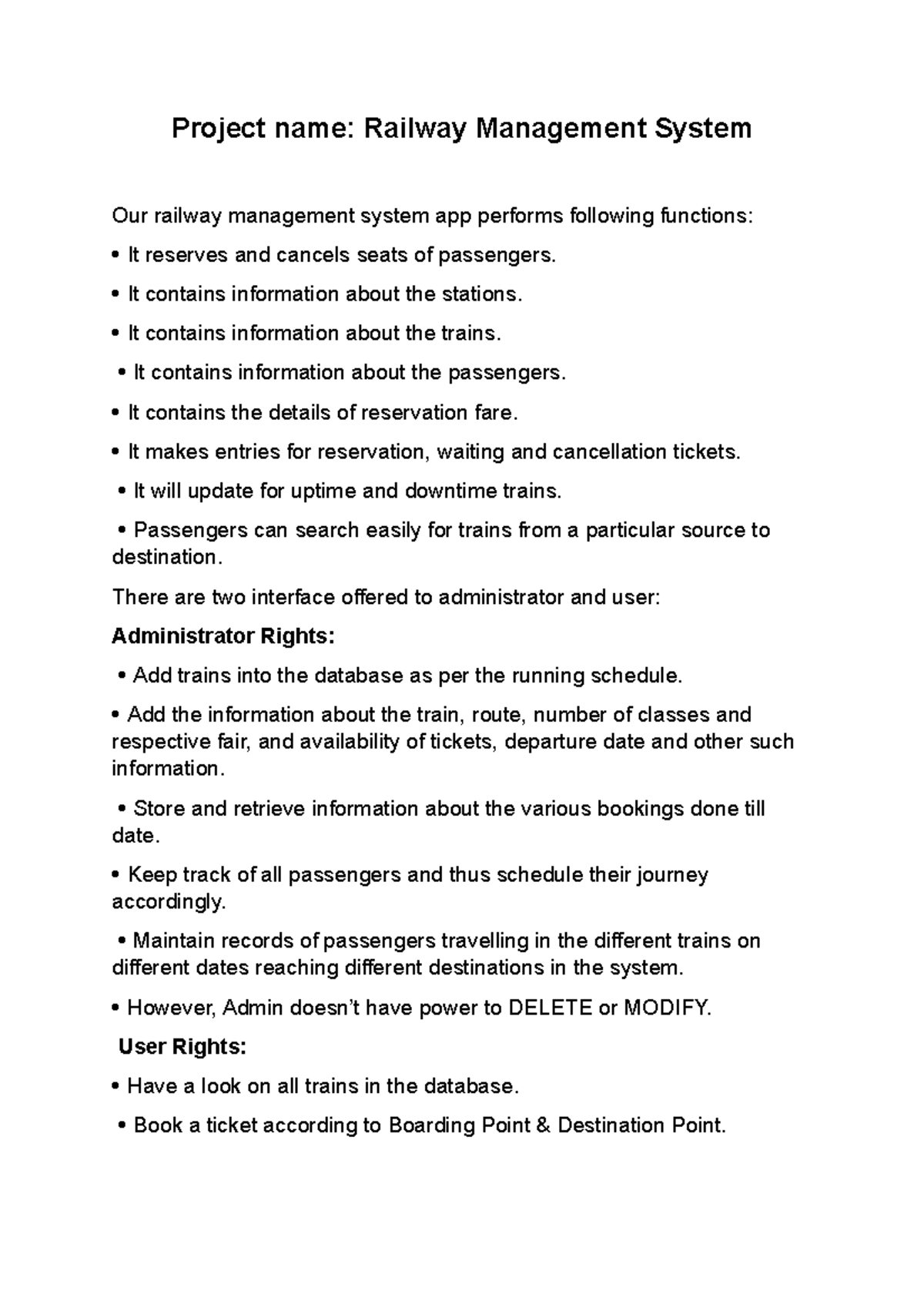 SQA Assignment 1 - Project name: Railway Management System Our railway ...