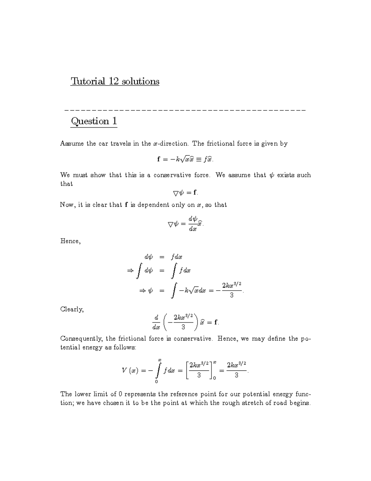Additional Tutorial 12 2014 - Tutorial 12 solutions ...