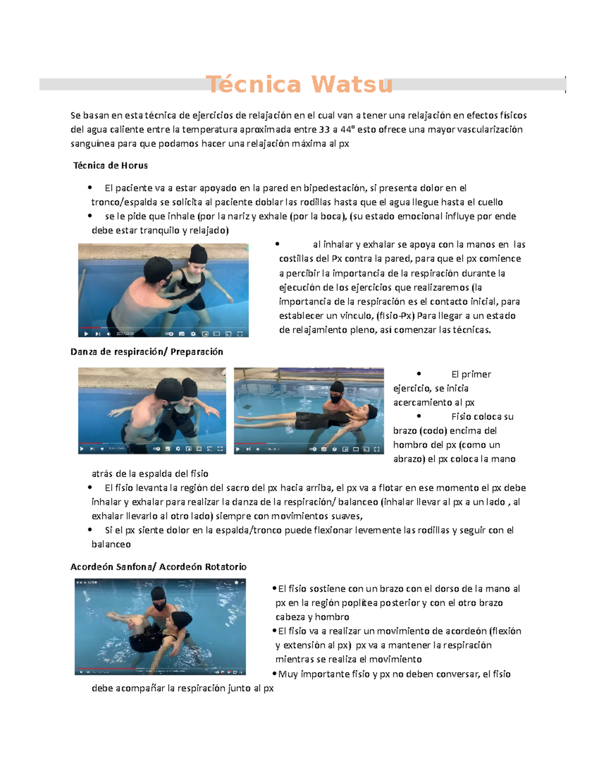 Técnica Watsu Tecnica de Hidroterapia - Técnica Watsu Se basan en esta ...