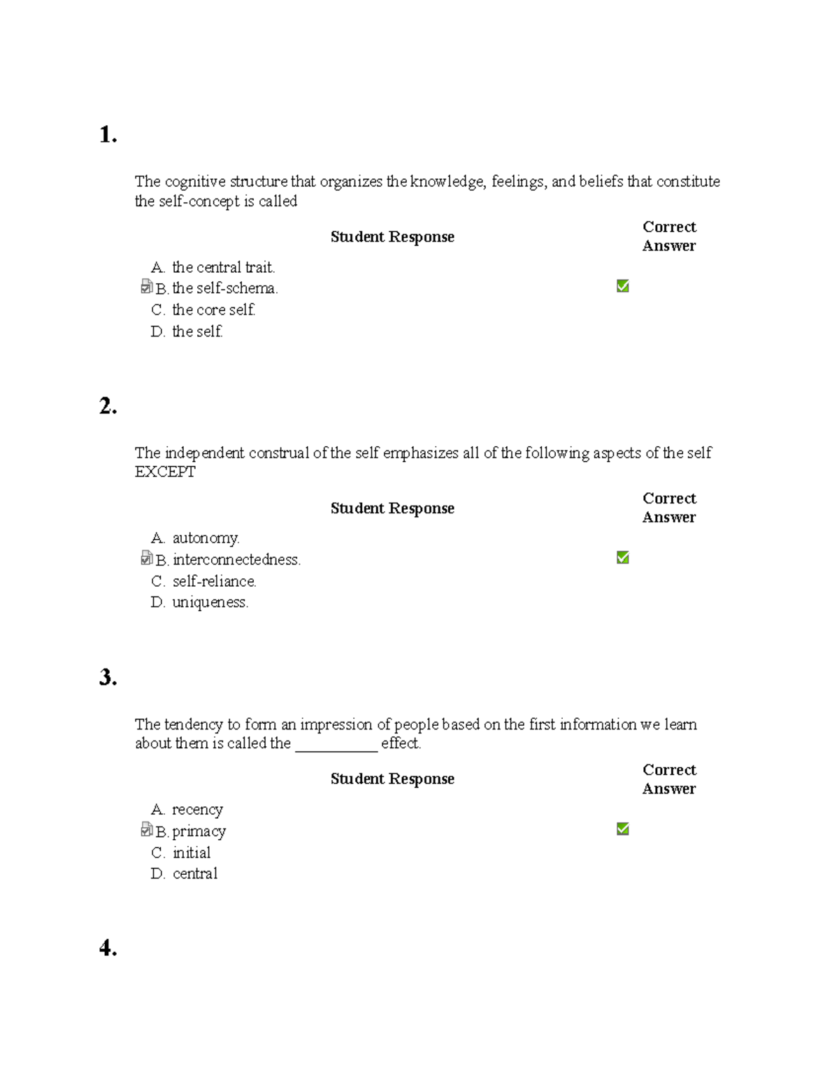 C3 - Practice Exam 3 - 1. The cognitive structure that organizes the ...
