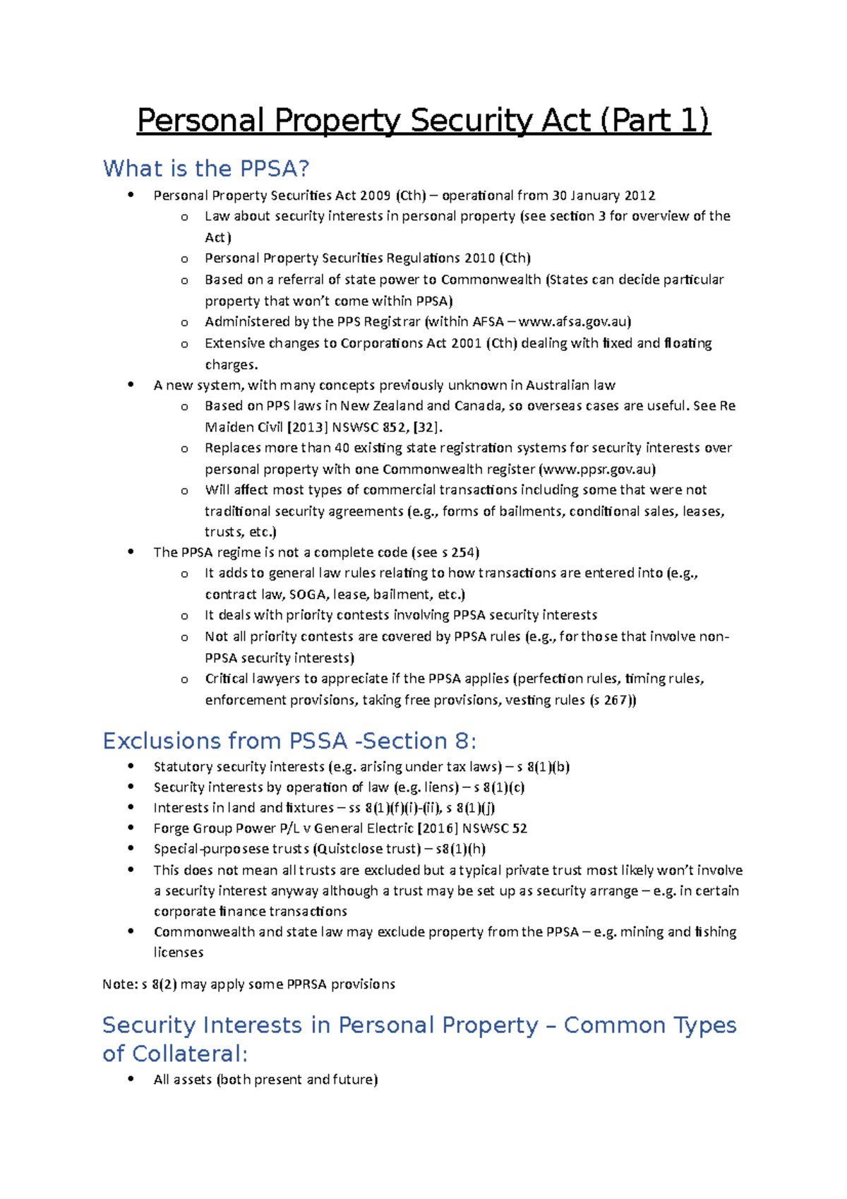 Personal Property Security Act - gov) o Extensive changes to ...