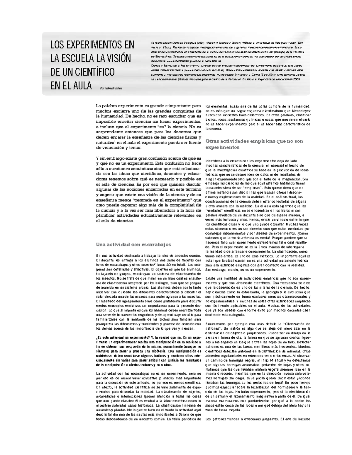 Gellon Experimentos en la escuela 12ntes - LOS EXPERIMENTOS EN LA ...
