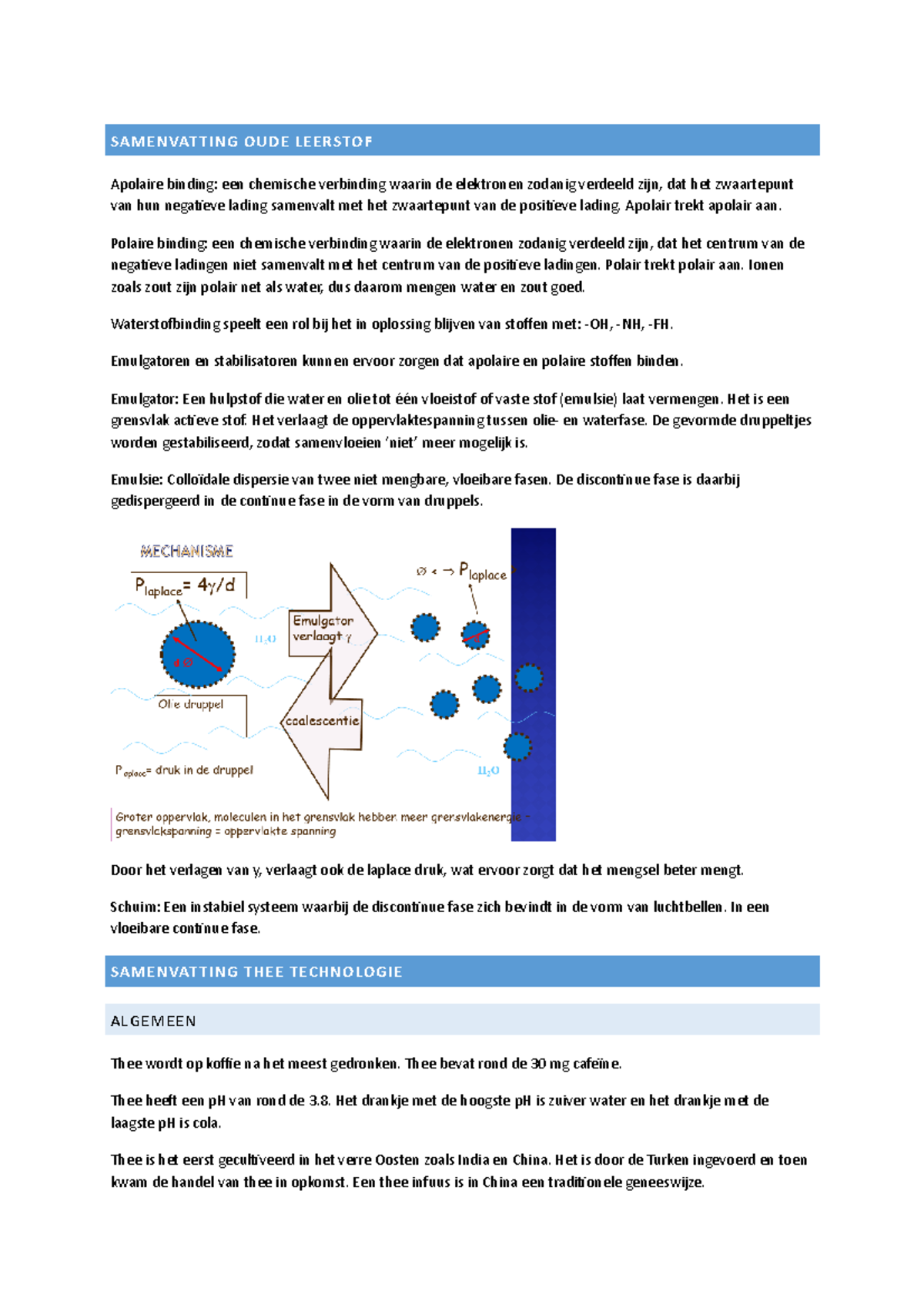 Samenvatting - compleet - Koffie en thee - SAMENVATTING OUDE LEERSTOF ...