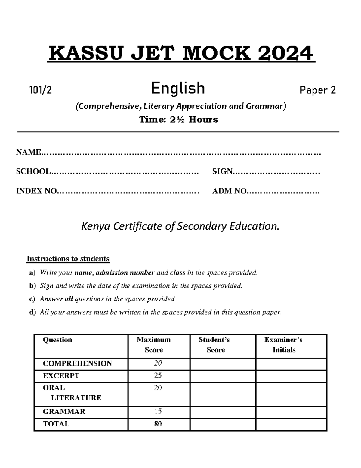 ENG PP2 - For revision in English p2 - 101/2 English Paper 2 ...