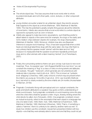 Notes 44 Developmental Psychology - Notes 44 Developmental Psychology ...