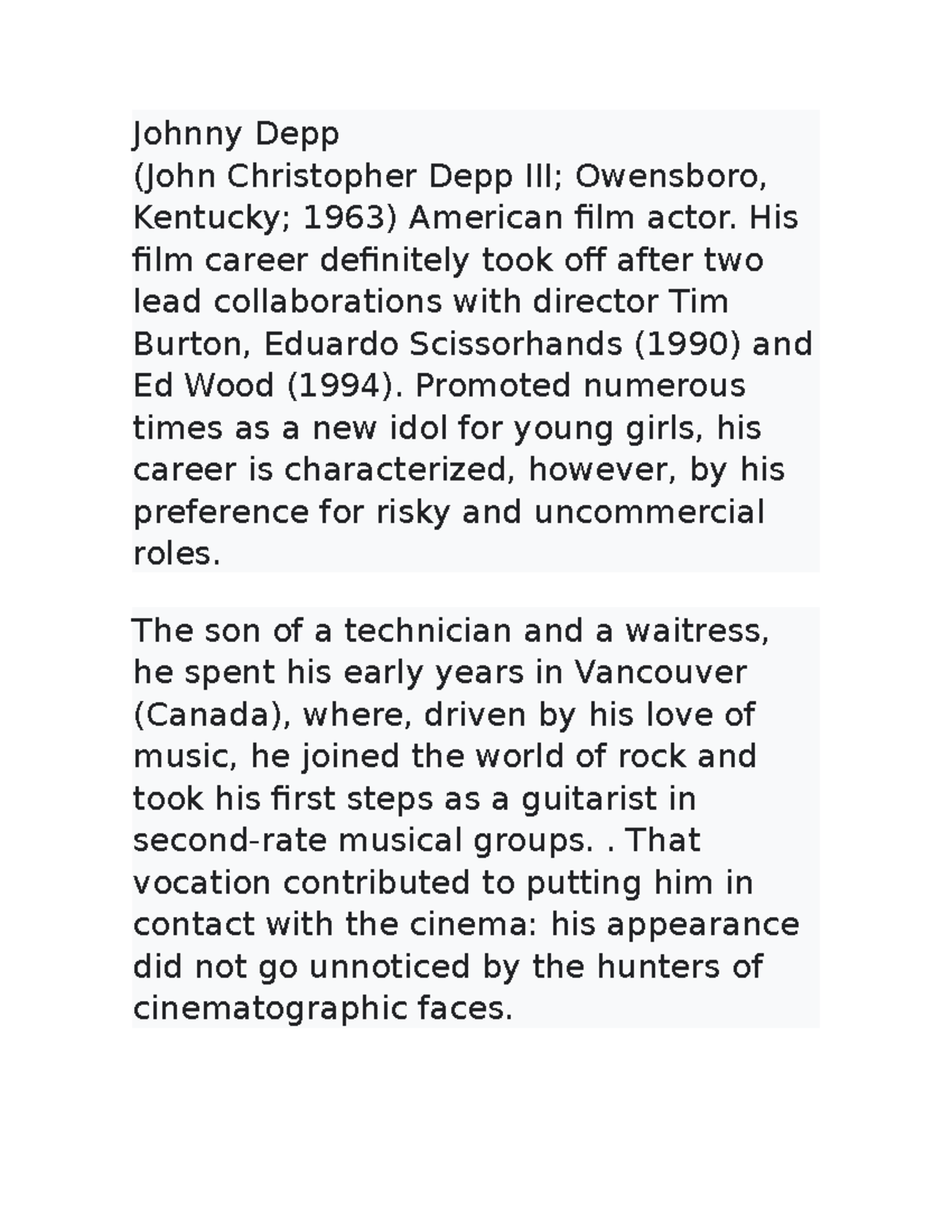 Johnny Depp - material practico - Johnny Depp (John Christopher Depp ...