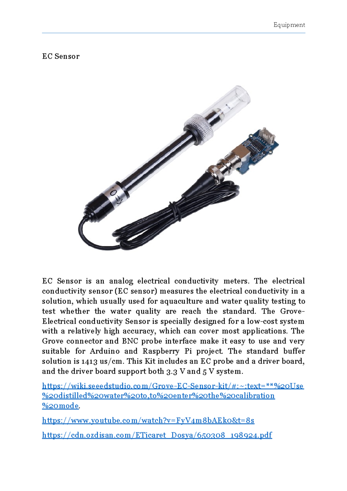 Introduction (Autosaved) - EC Sensor EC Sensor is an analog electrical ...