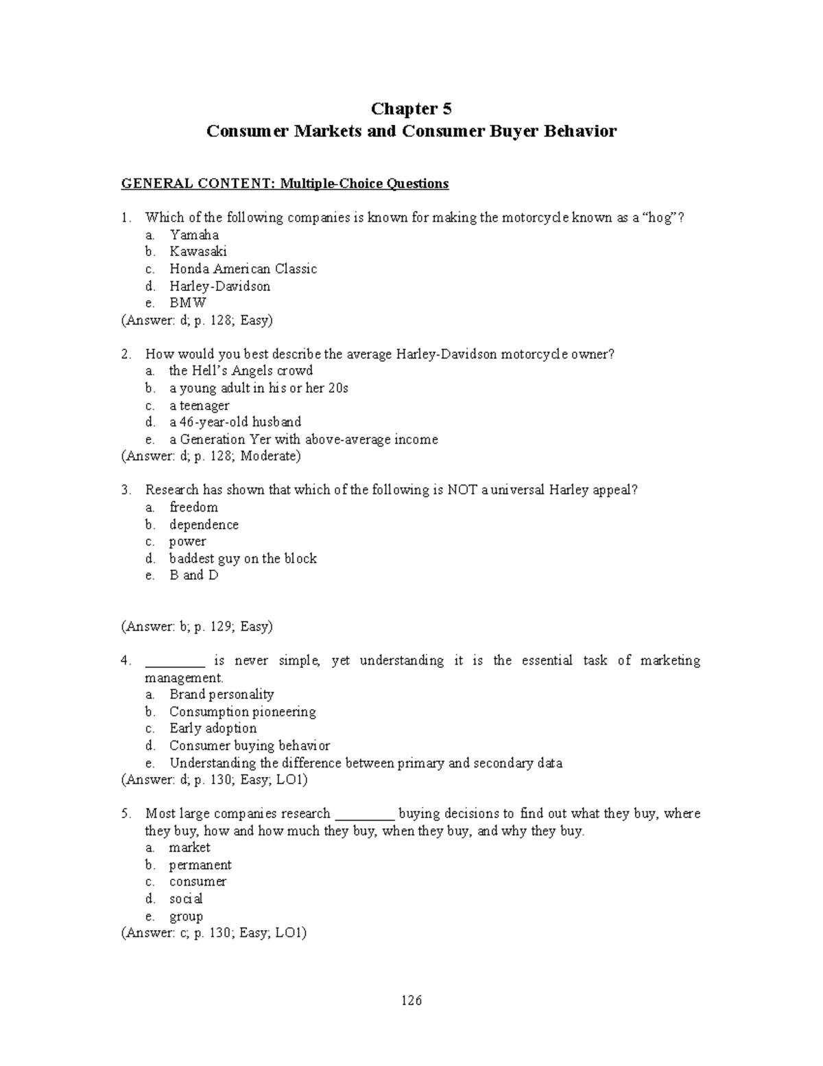 Chapter 4. Consumer market + behavior - Chapter 5 Consumer Markets and ...