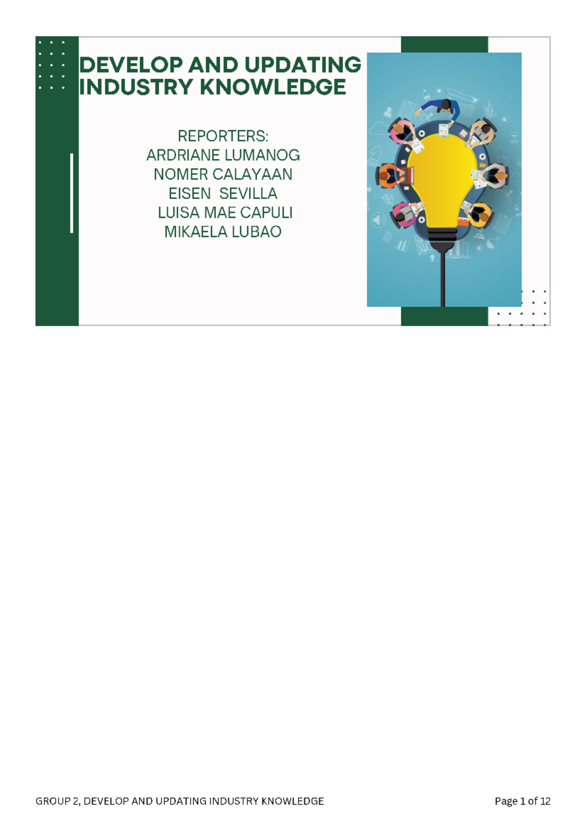 Group 2, Develop AND Updating Industry Knowledge 20240919 135937 0000 ...
