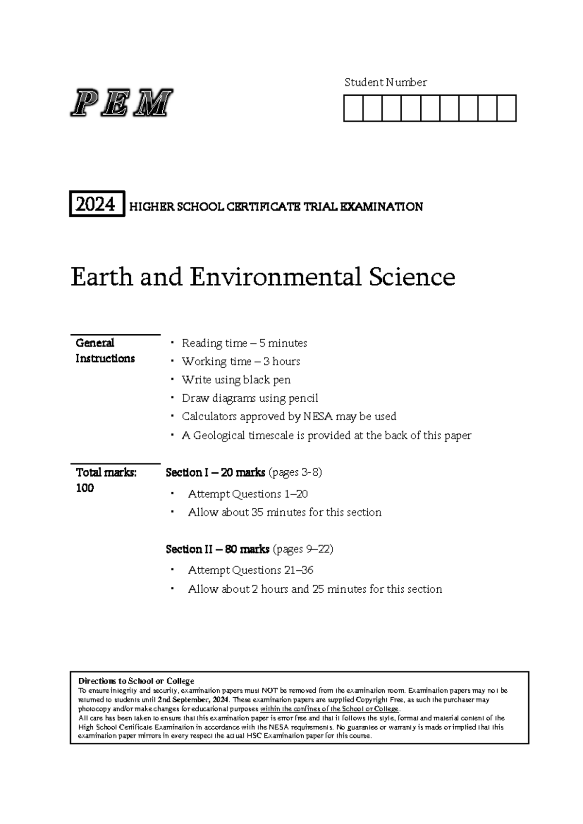 PEM 2024 EES Trial HSC Examination Paper - 2024 HIGHER SCHOOL CERTIFICATE TRIAL EXAMINATION ...