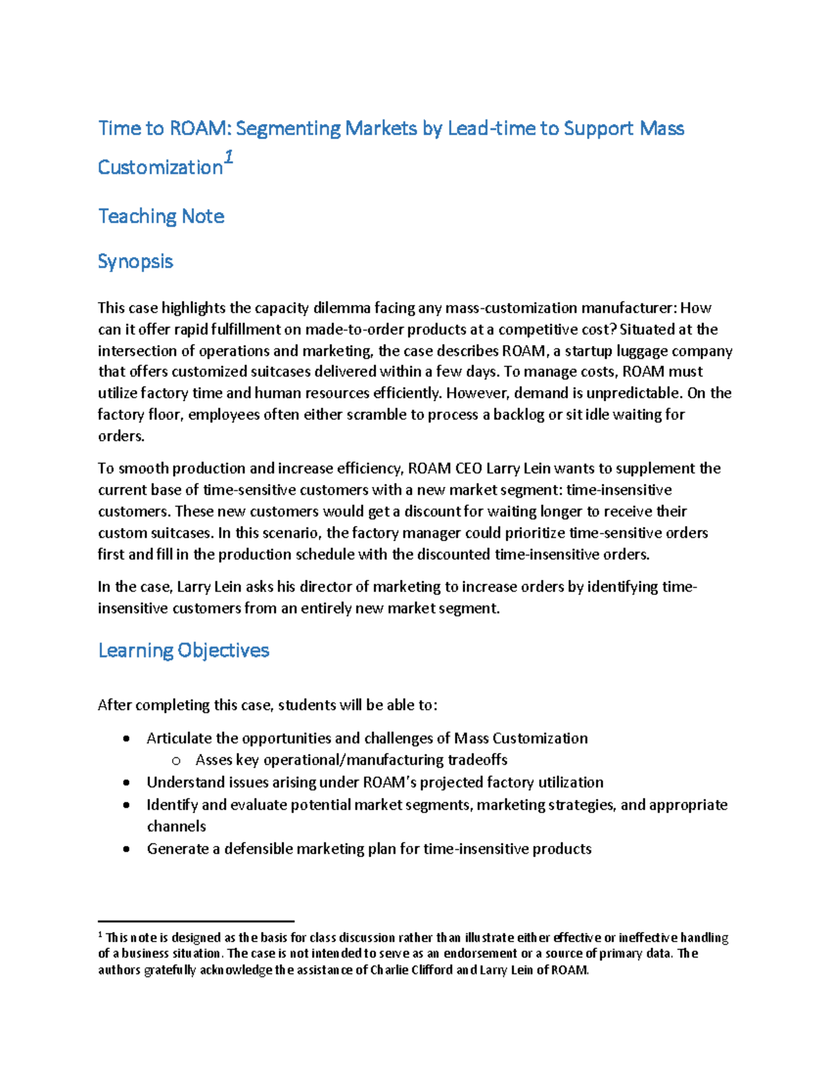 ROAM Teaching Note - This is the answer for the assignments - Time to ...