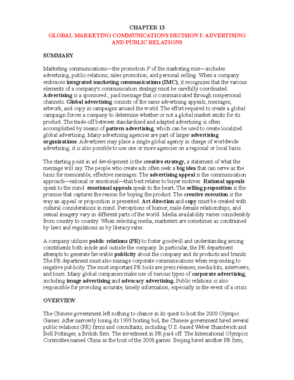 Ch13 Global Marketing Communications Decision Advertising Public ...