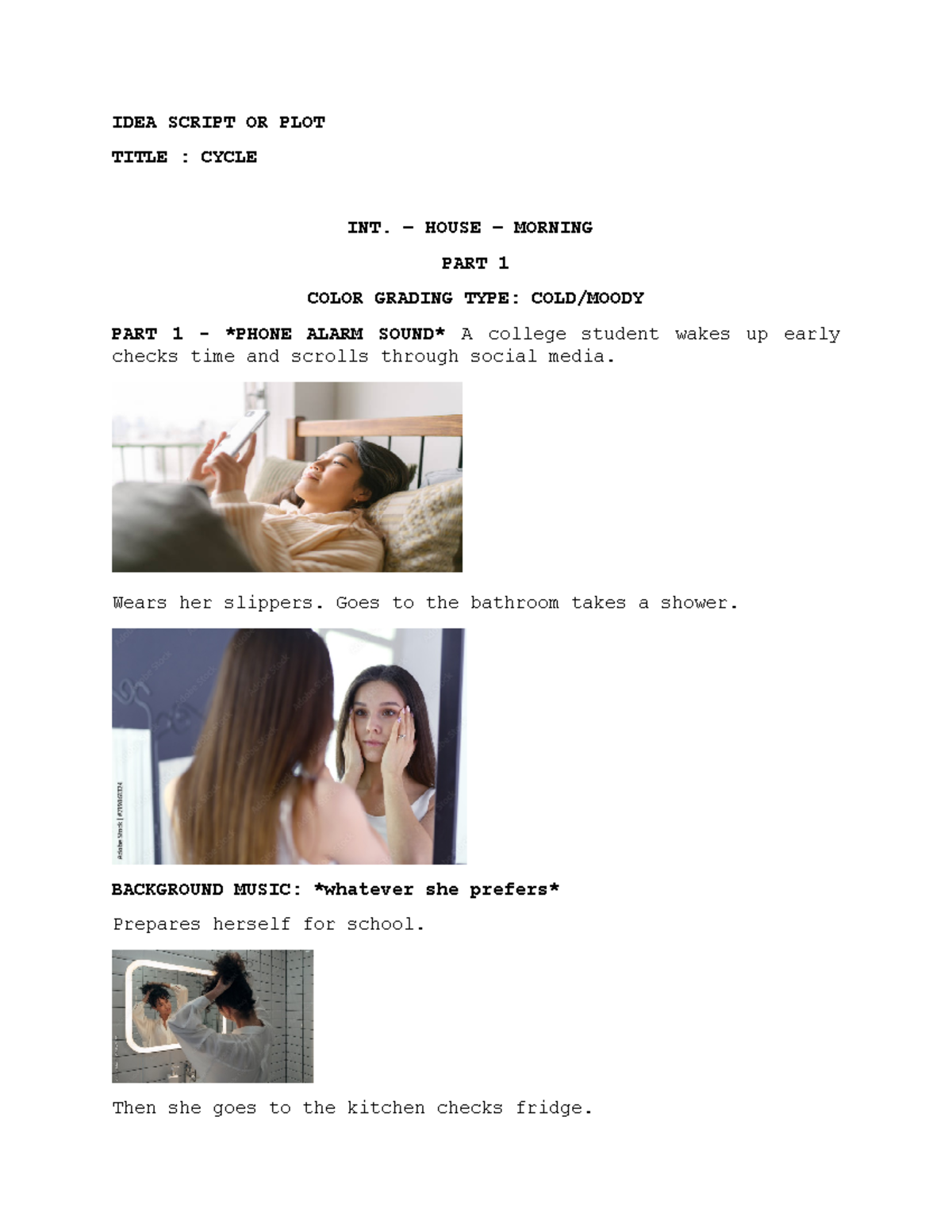 Film script draft - output - IDEA SCRIPT OR PLOT TITLE : CYCLE INT ...