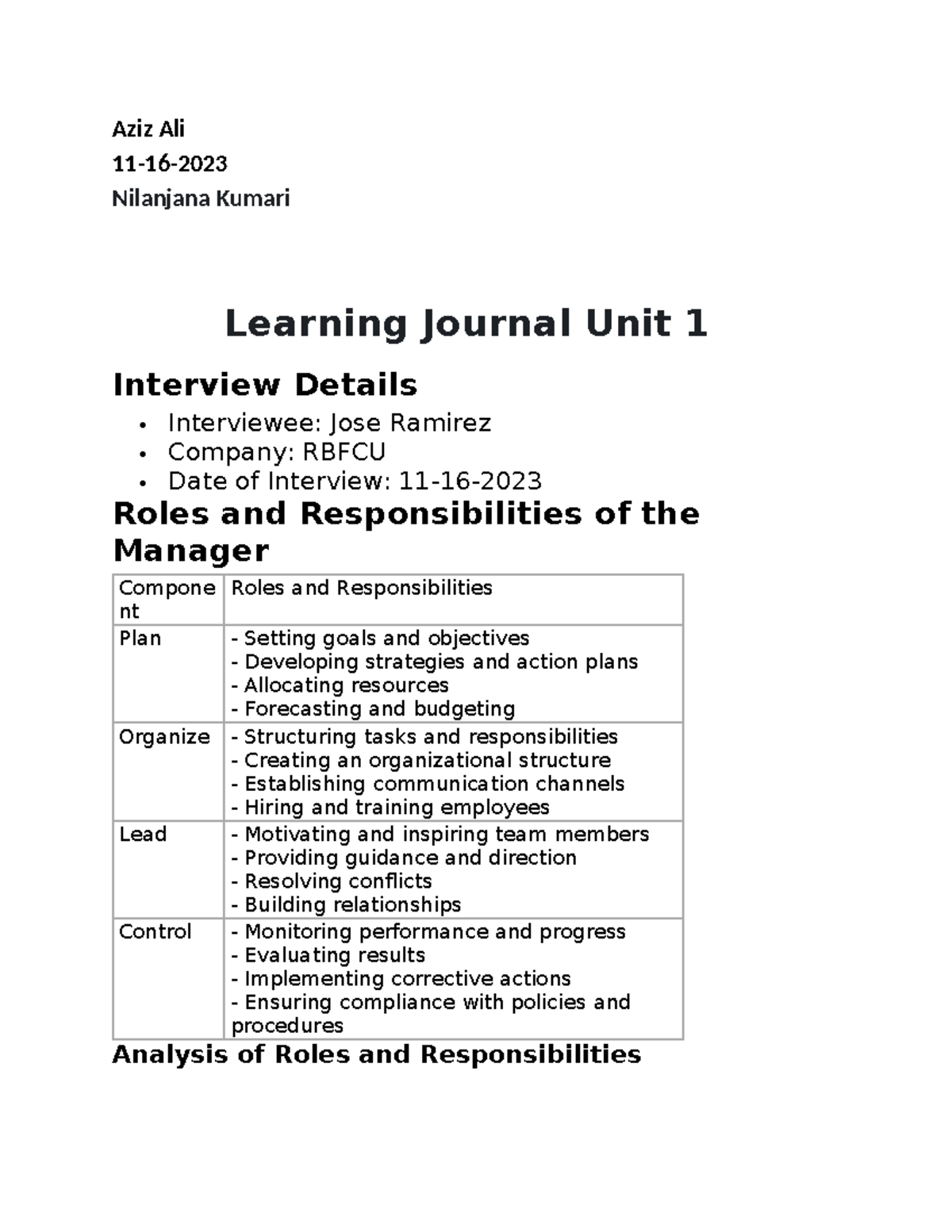 Learning Journal Unit 1 - Aziz Ali 11-16- Nilanjana Kumari Learning ...
