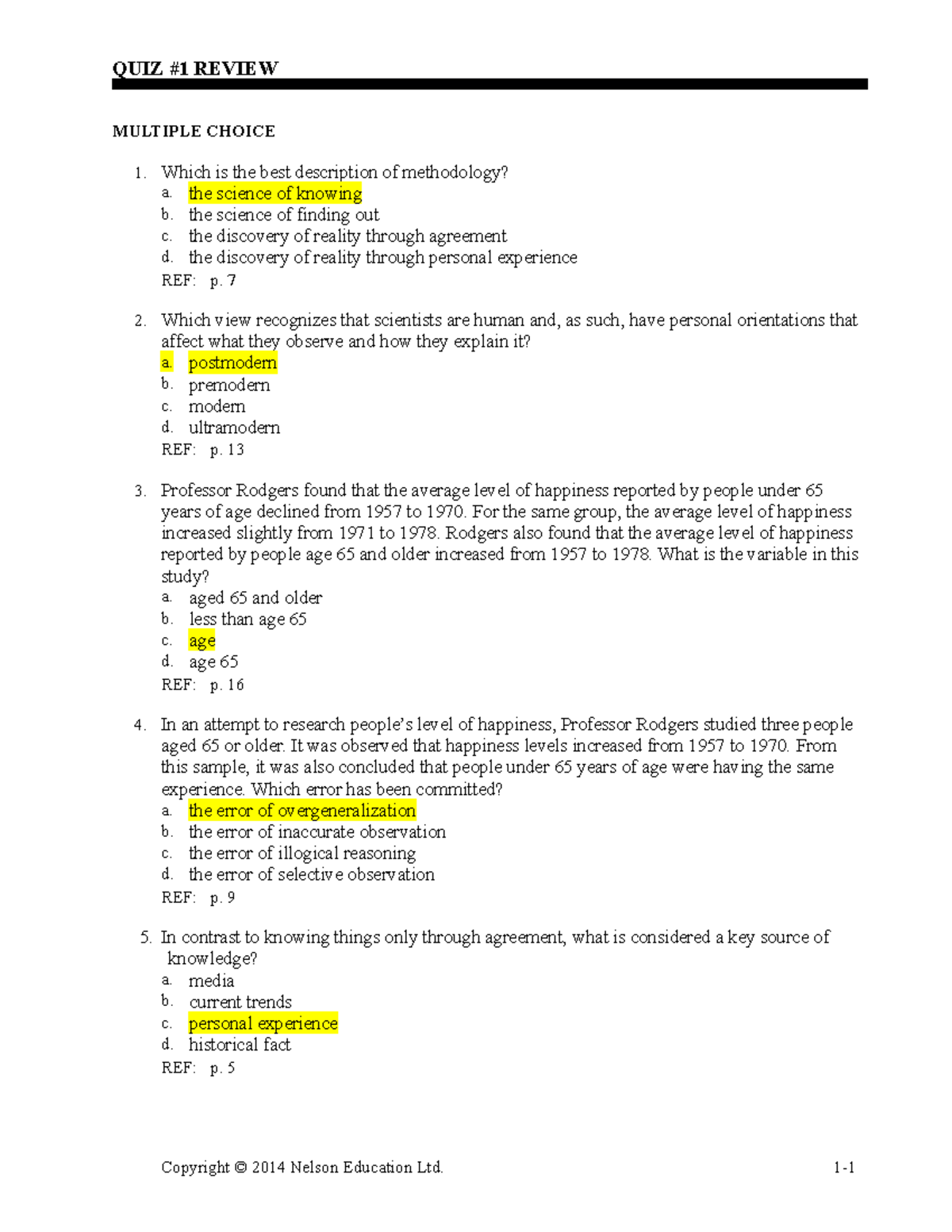 Quiz #1 review questions-2 - QUIZ #1 REVIEW MULTIPLE CHOICE Which is ...