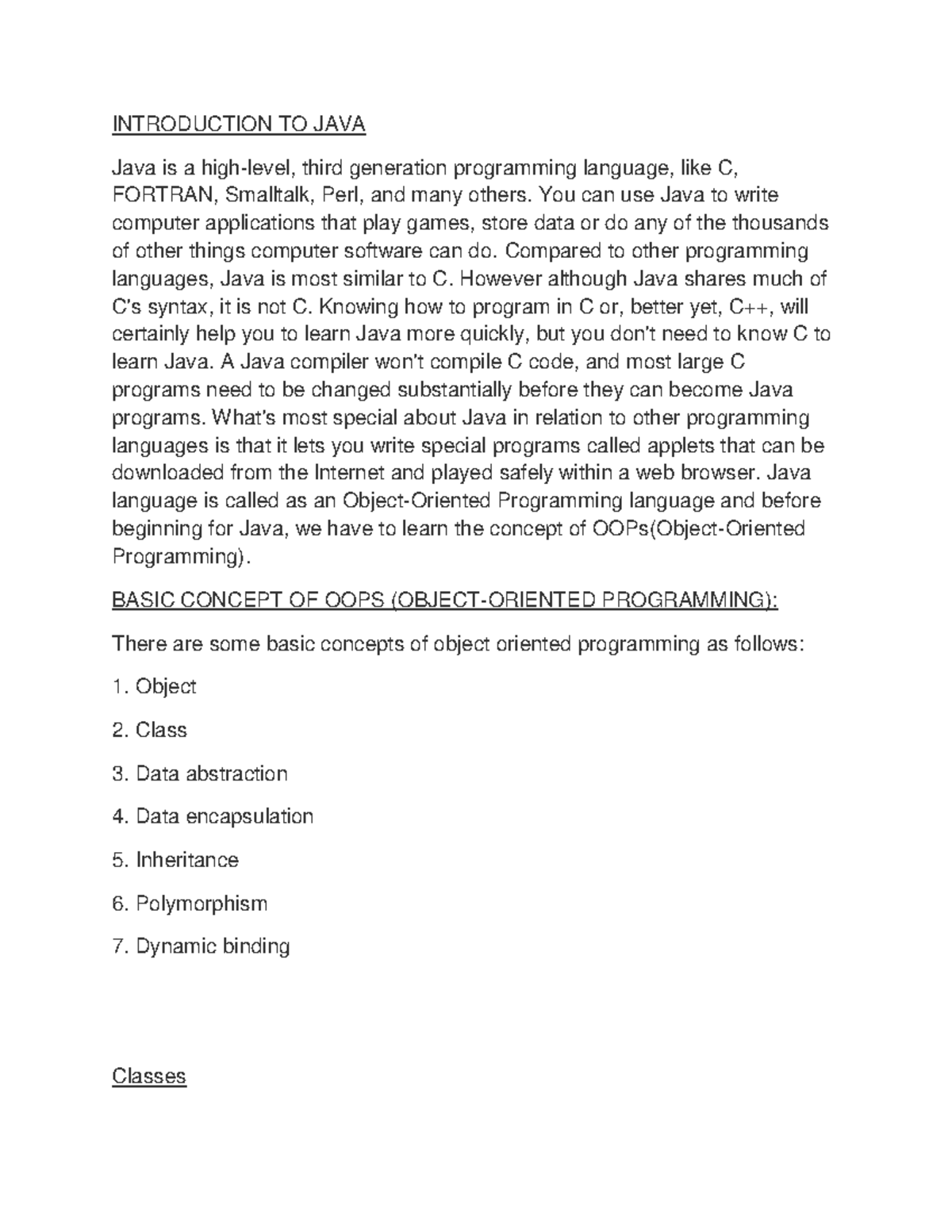 Introduction To Java Java Is A High Level Third Generation 