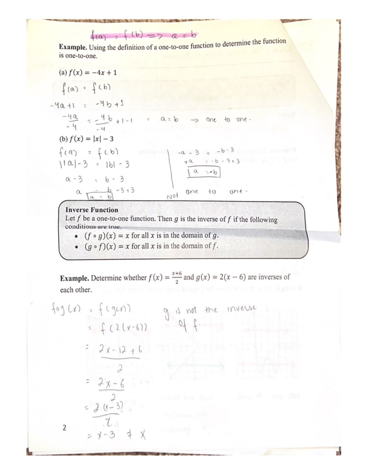 One To One Function MATH 2417 Studocu