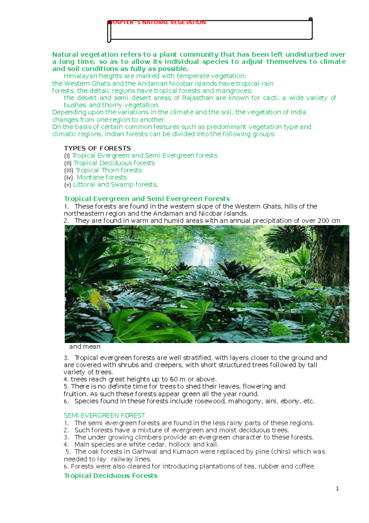 11 geography notes 21 natural vegetation - Natural vegetation refers to ...