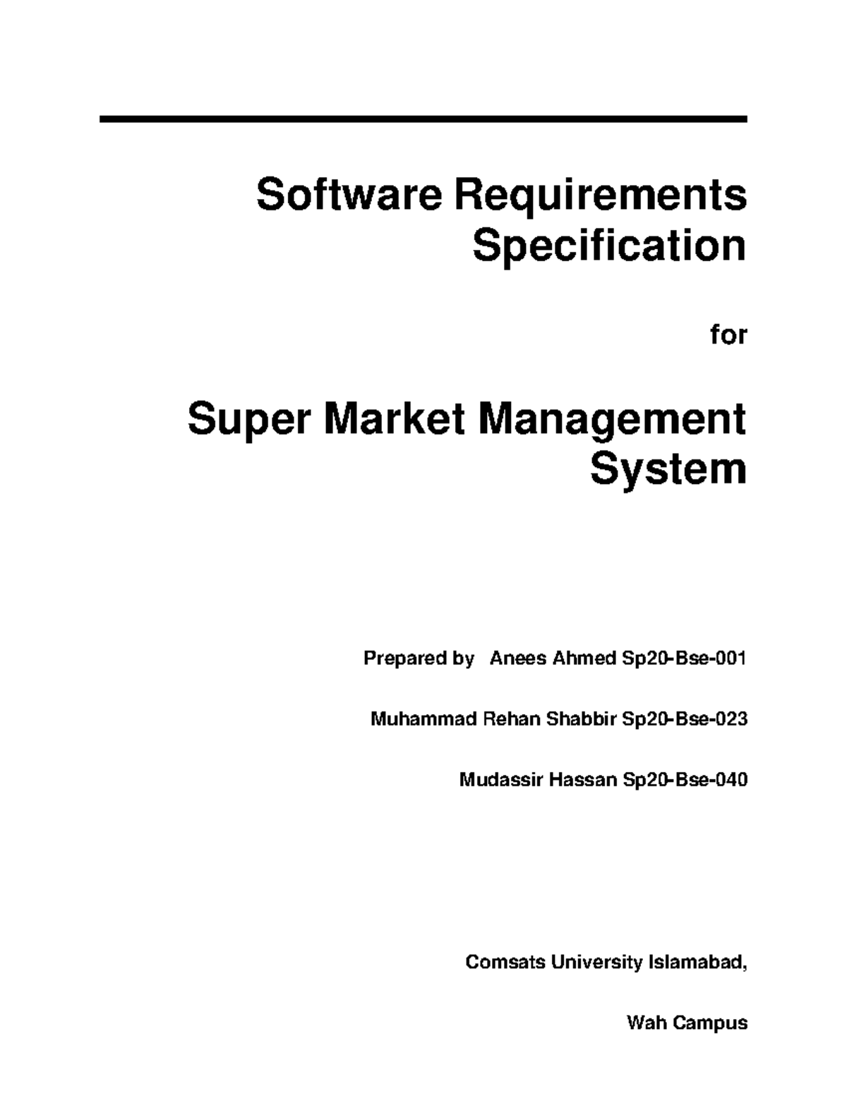 Super market srs - SRS - Software Requirements Specification for Super ...