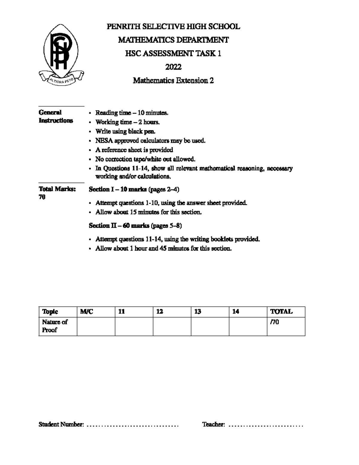 2023 Yr 12 Ext 2 Task 1 (Term 4 2022) - PENRITH SELECTIVE HIGH SCHOOL ...