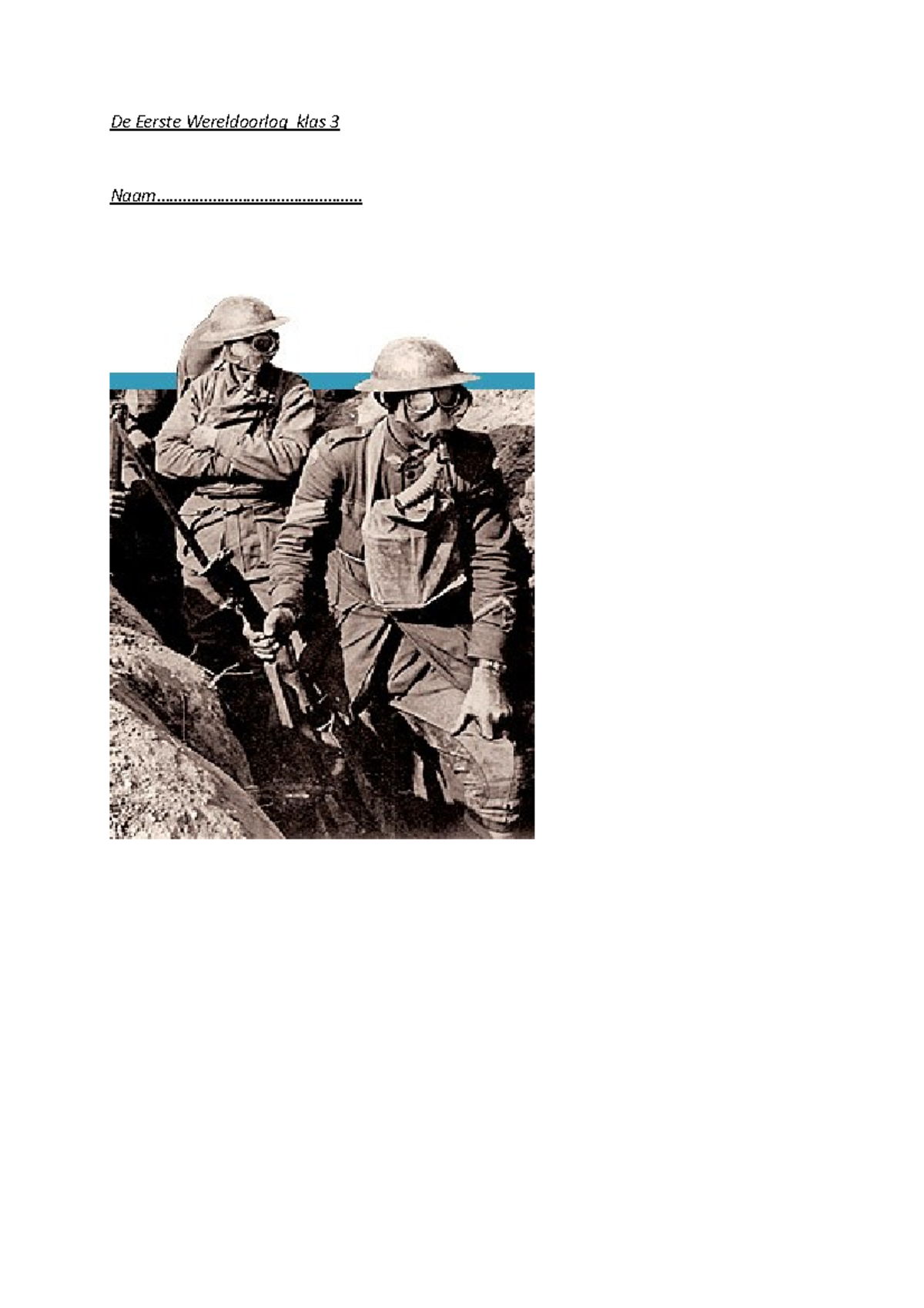 Boekje WOI G3 - jjjnn - De Eerste Wereldoorlog klas 3 - Studeersnel