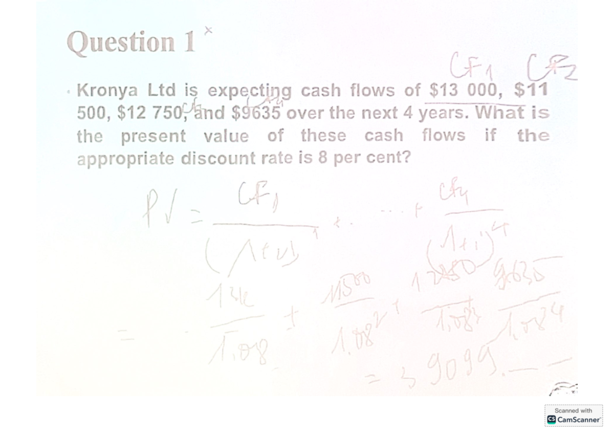 Finan 101 24VB WK6 Tutorial Quests - Question 1 x CF1 CR Kronya Ltd is ...