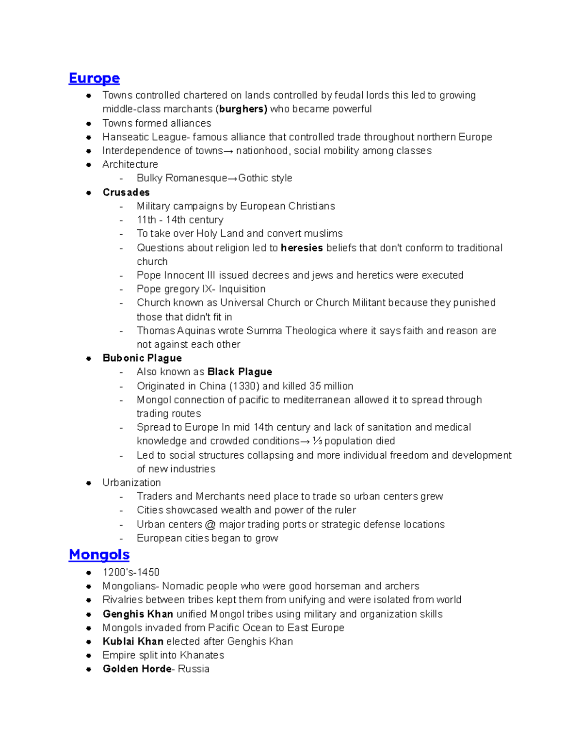Unit 2 AP World History - Unit 2 Networks of Exchange - Europe Towns ...