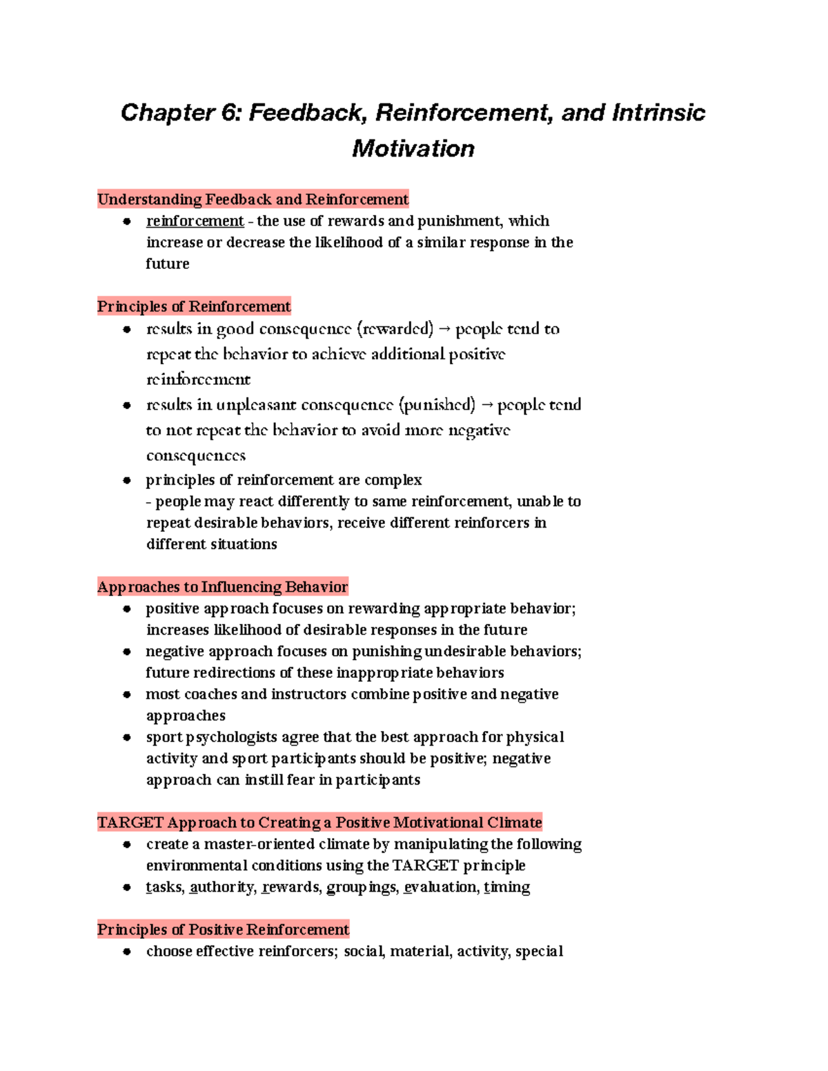 Chapter 6 Feedback, Reinforcement, and Intrinsic Motivation - Chapter 6 ...