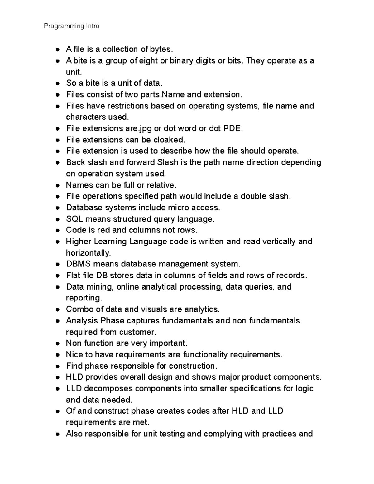 Computer Programming - Programming Intro A file is a collection of ...